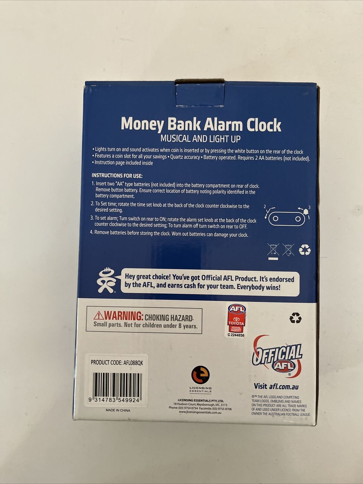Official AFL Port Adelaide Money Bank Analog Alarm Clock – Retro Unit