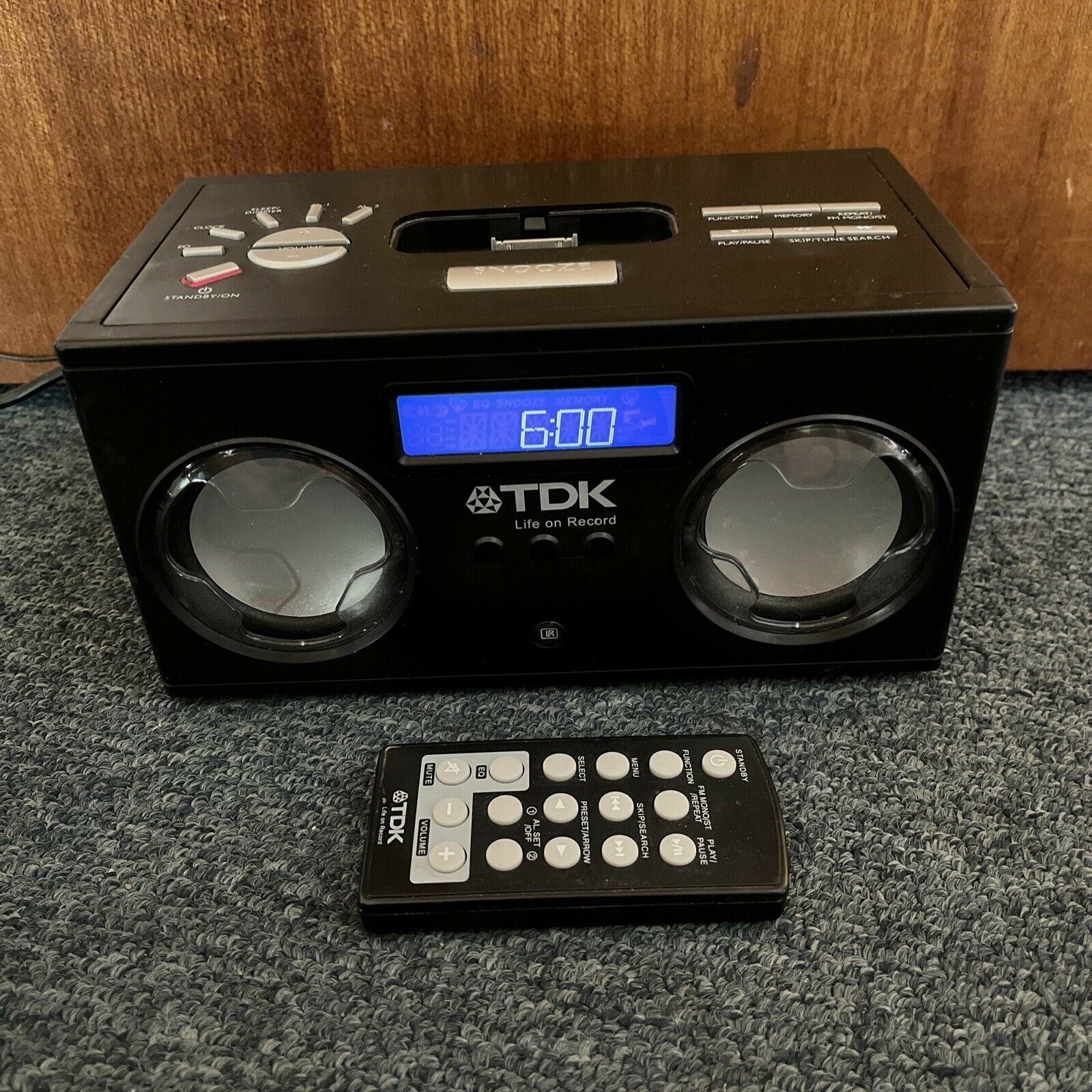 TDK Dual Alarm Clock Radio iPod Dock TA4211BK with Alarm Snooze & Remo ...