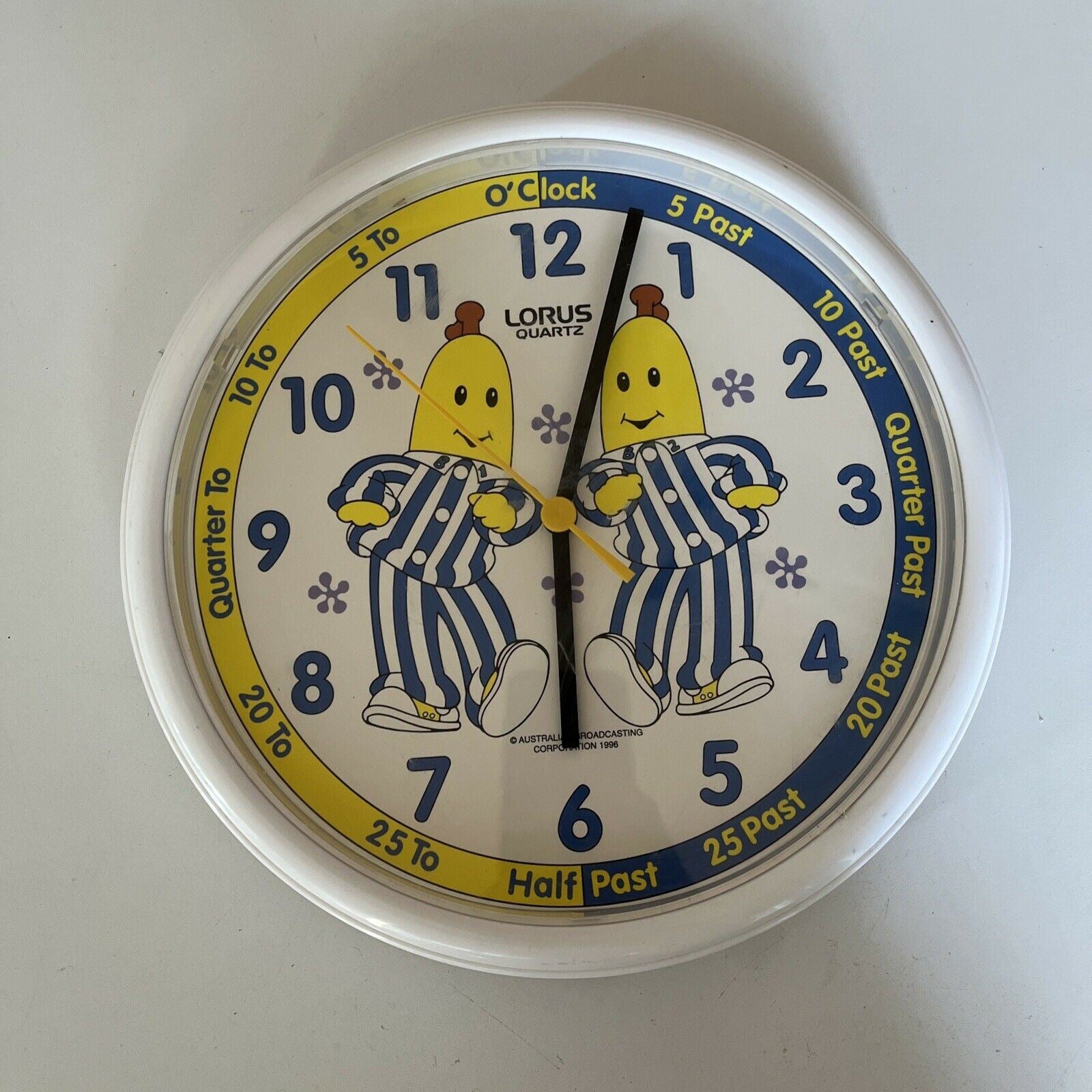 Vintage BANANAS IN PYJAMAS LORUS QUARTZ wall clock 1996 working 25cm ...