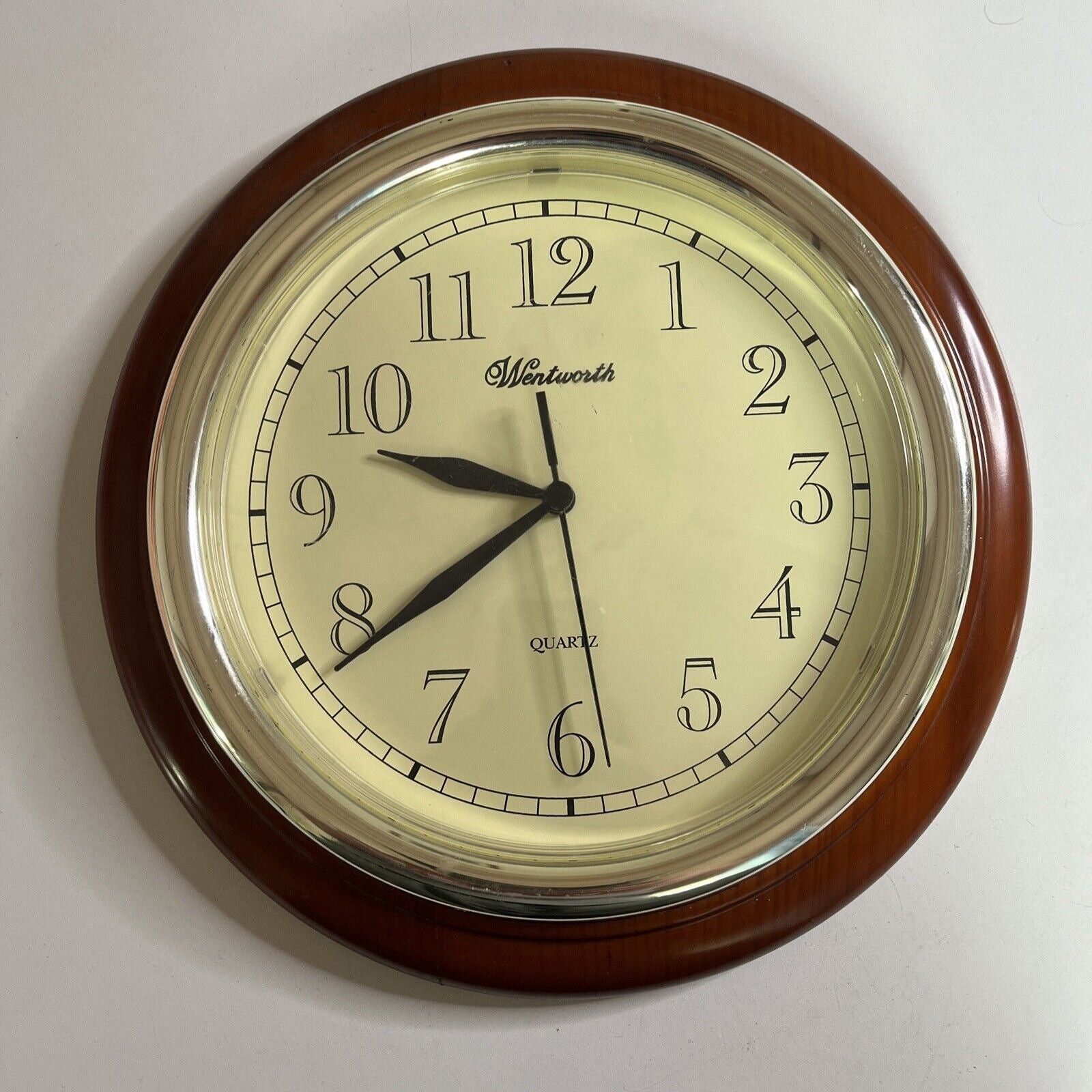 Wentworth Quartz Wall Clock 30cm Wood Frame – Retro Unit