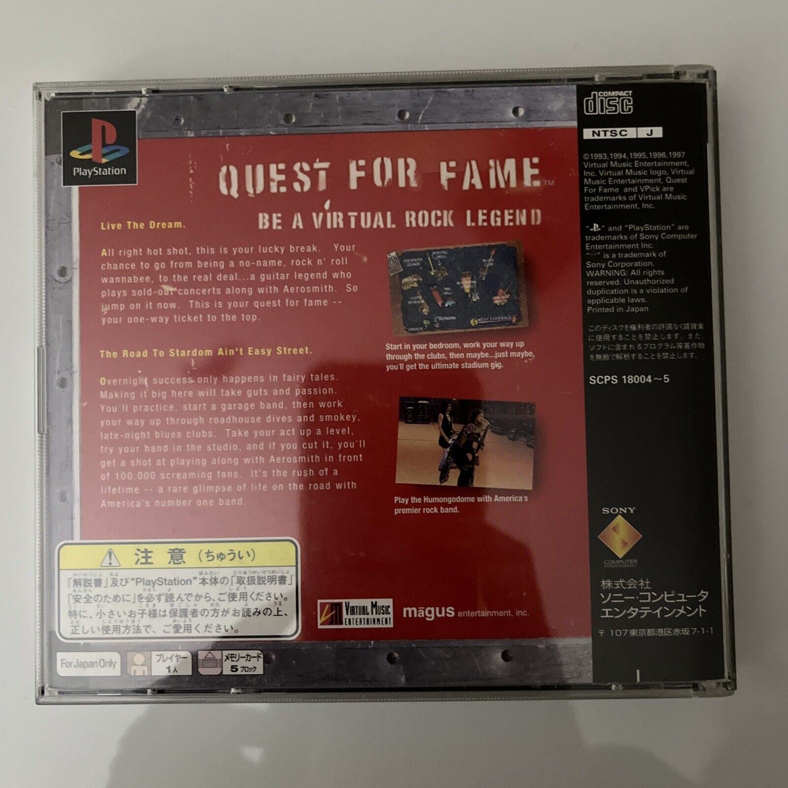 Quest for Fame - Be a Virtual Rock Legend with Aerosmith PS1 Sony NTSC ...