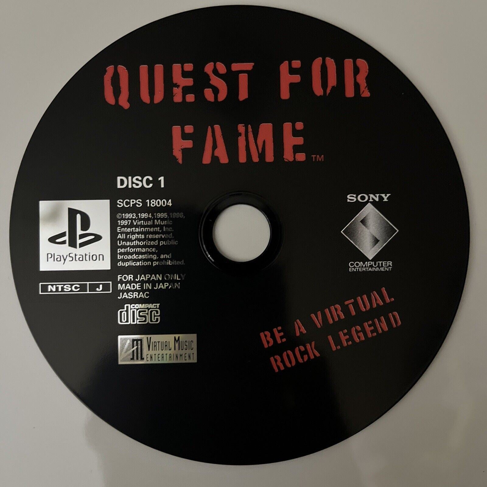 Quest for Fame - Be a Virtual Rock Legend with Aerosmith PS1 Sony NTSC ...