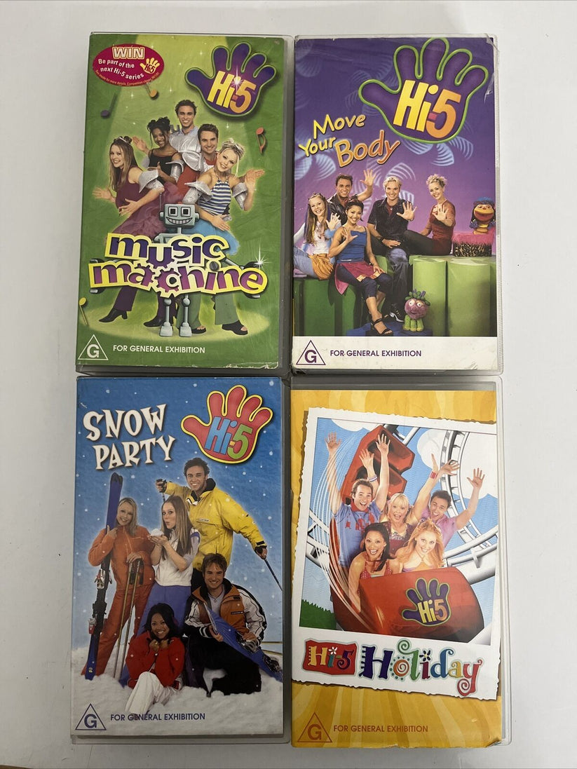 4x Hi5 - Music Machine, Move your Body, Snow Party, Holiday VHS PAL ...