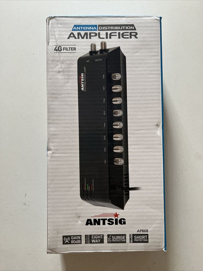 ANTSIG Antenna Distribution Amplifier 4G Filter Eight Way Surge Protec ...