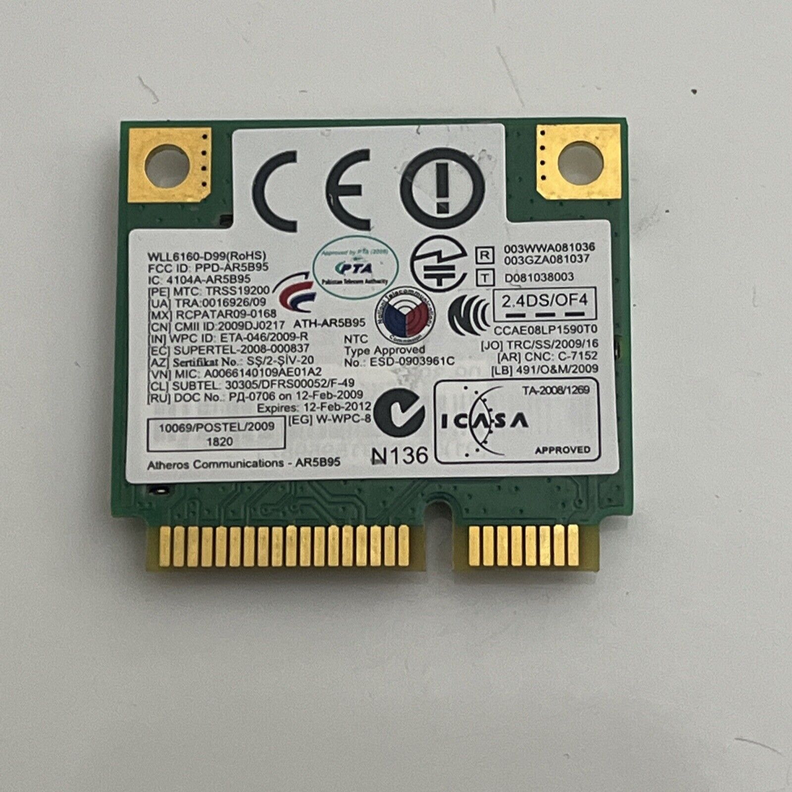 Atheros WLL6160-D99 802.11n Wireless LAN PCIe MiniCard – Retro Unit