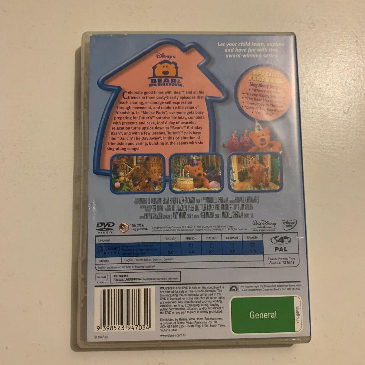 Bear In The Big Blue House - Party Time With Bear (DVD, 2000) Region 4 ...