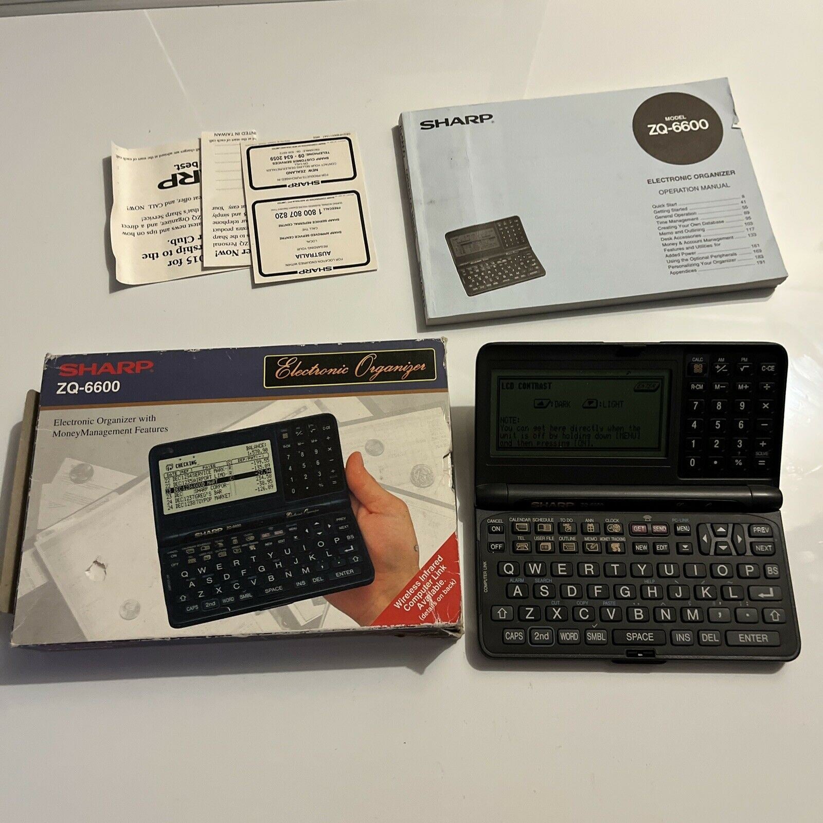 Sharp ZQ-6600 Electronic Organizer With Box and Manual - with Money Ma ...