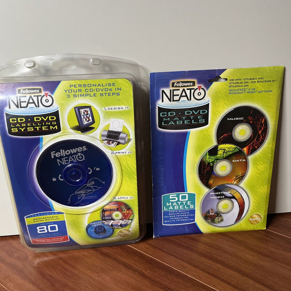 Fellowes Neato - CD + DVD Labelling System - With 50 Extra Matte Label – Retro Unit