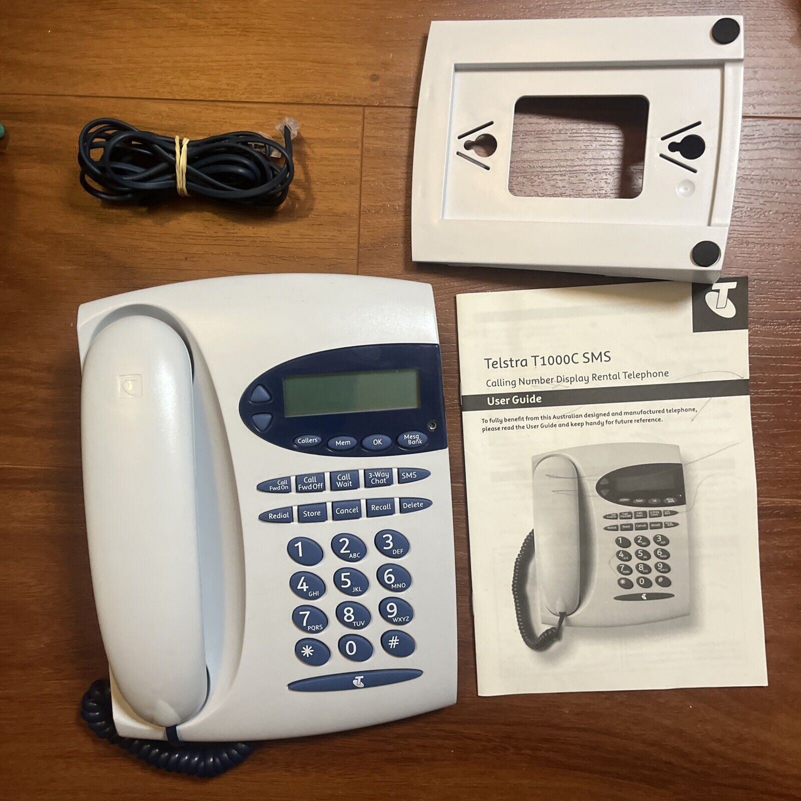 Telstra T1000C SMS Landline Corded Telephone With Wall Mount – Retro Unit