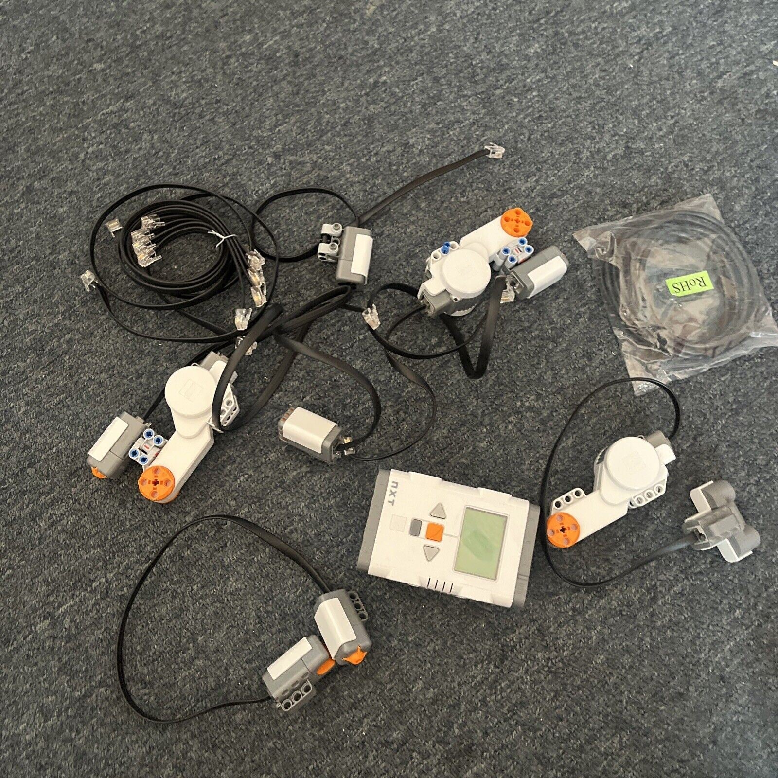 LEGO Mindstorms NXT Brick, Battery, Charger, Motors, Sensors, Lights a ...