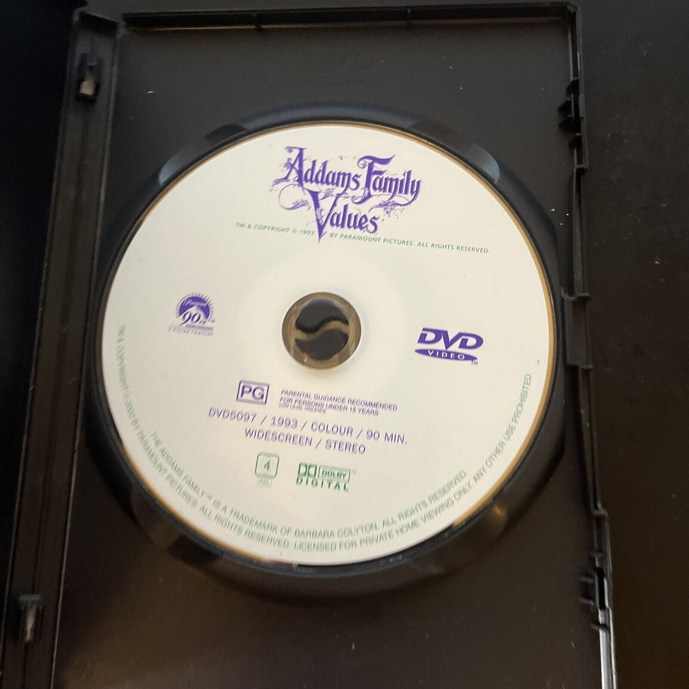 Addams Family Values (DVD, 1993) Anjelica Huston, Raul Julia, Region 4 ...