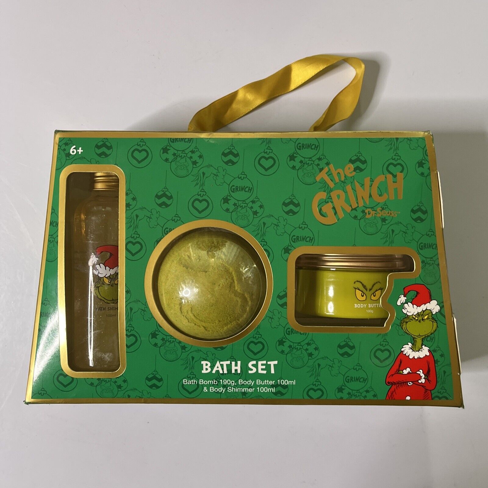 Dr Suess The Grinch Bath Set: Bath Bomb, Body Butter & Body Shimmer ...