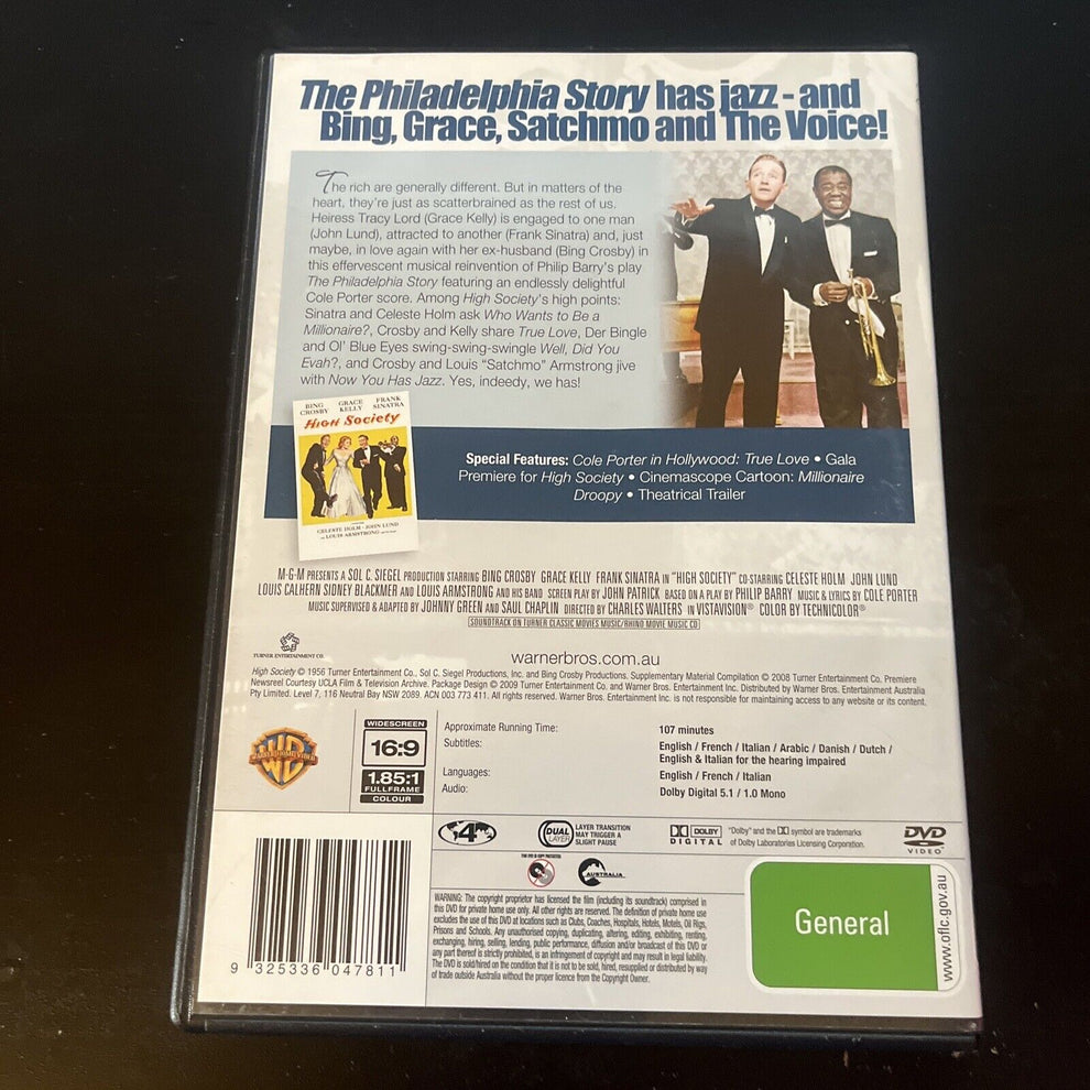 High Society (DVD, 1956) Grace Kelly, Frank Sinatra, Bing Crosby Regio ...