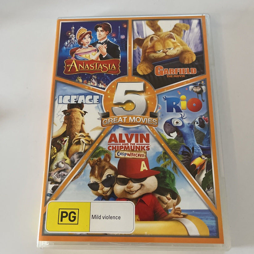 Anastasia / Garfield / Rio / Alvin & The Chipmunks / Ice Age DVD NEW R ...