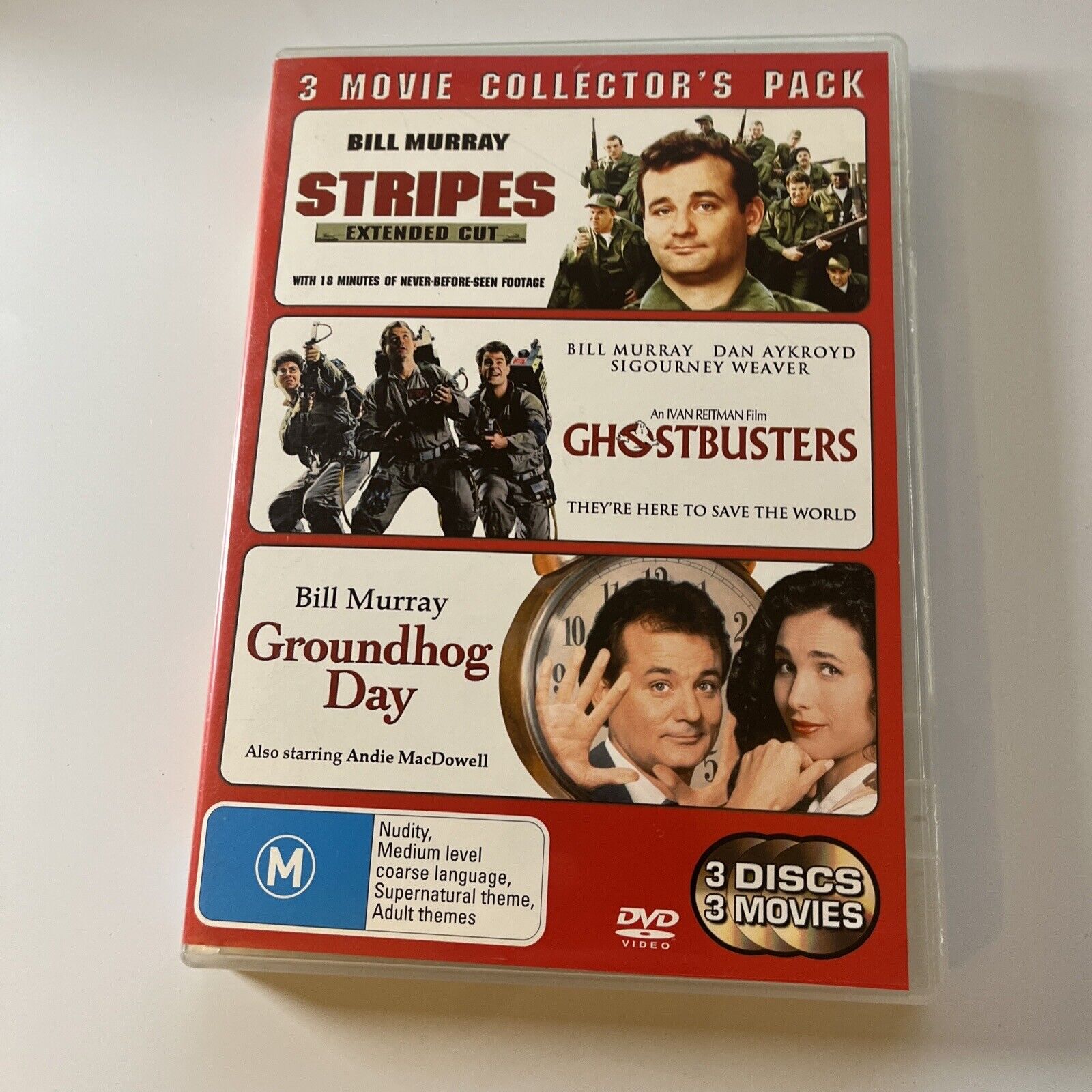 Stripes / Ghostbusters / Groundhog Day (DVD, 3-Disc) Bill Murray Regio ...