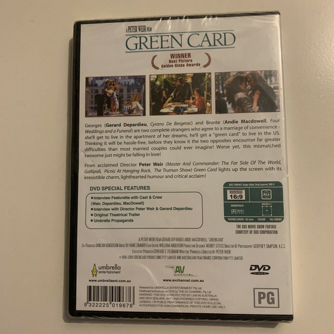 *New Sealed* Green Card (DVD, 1990) Andie MacDowell, Gerard Depardieu ...