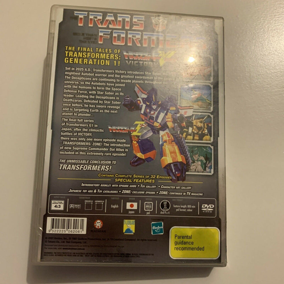 Transformers Victory (DVD, 1987, 4-Disc) Generation 1 All Regions ...