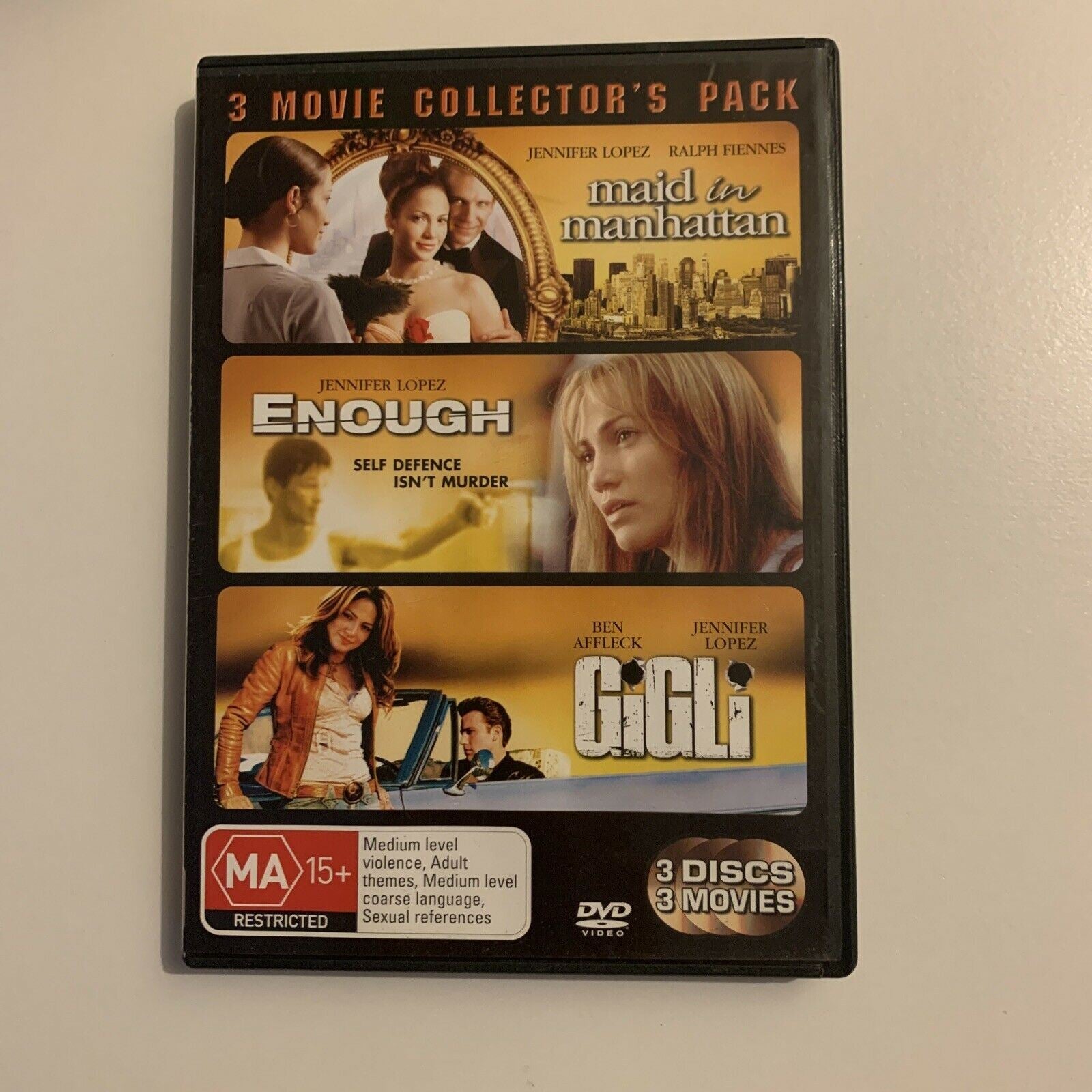 Jennifer Lopez: Maid In Manhattan / Enough / Gigli (DVD, 2006, 3-Disc ...