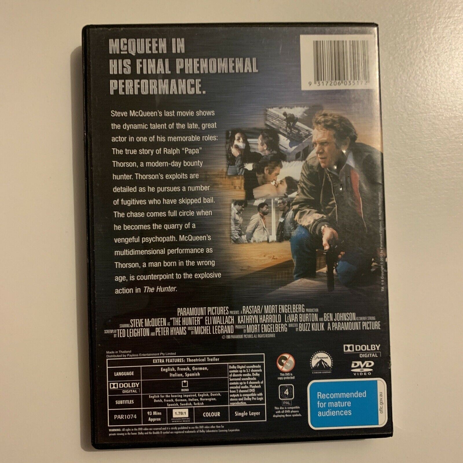 Steve McQueen: The Hunter (DVD, 1980) Eli Wallach. Region 4 – Retro Unit