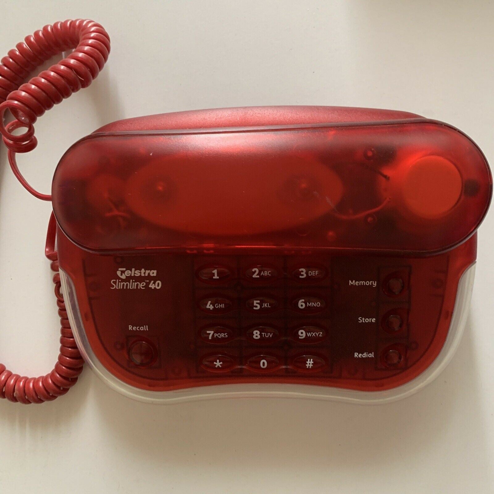 Telstra Slimline 40 Single Landline Phone Red – Retro Unit