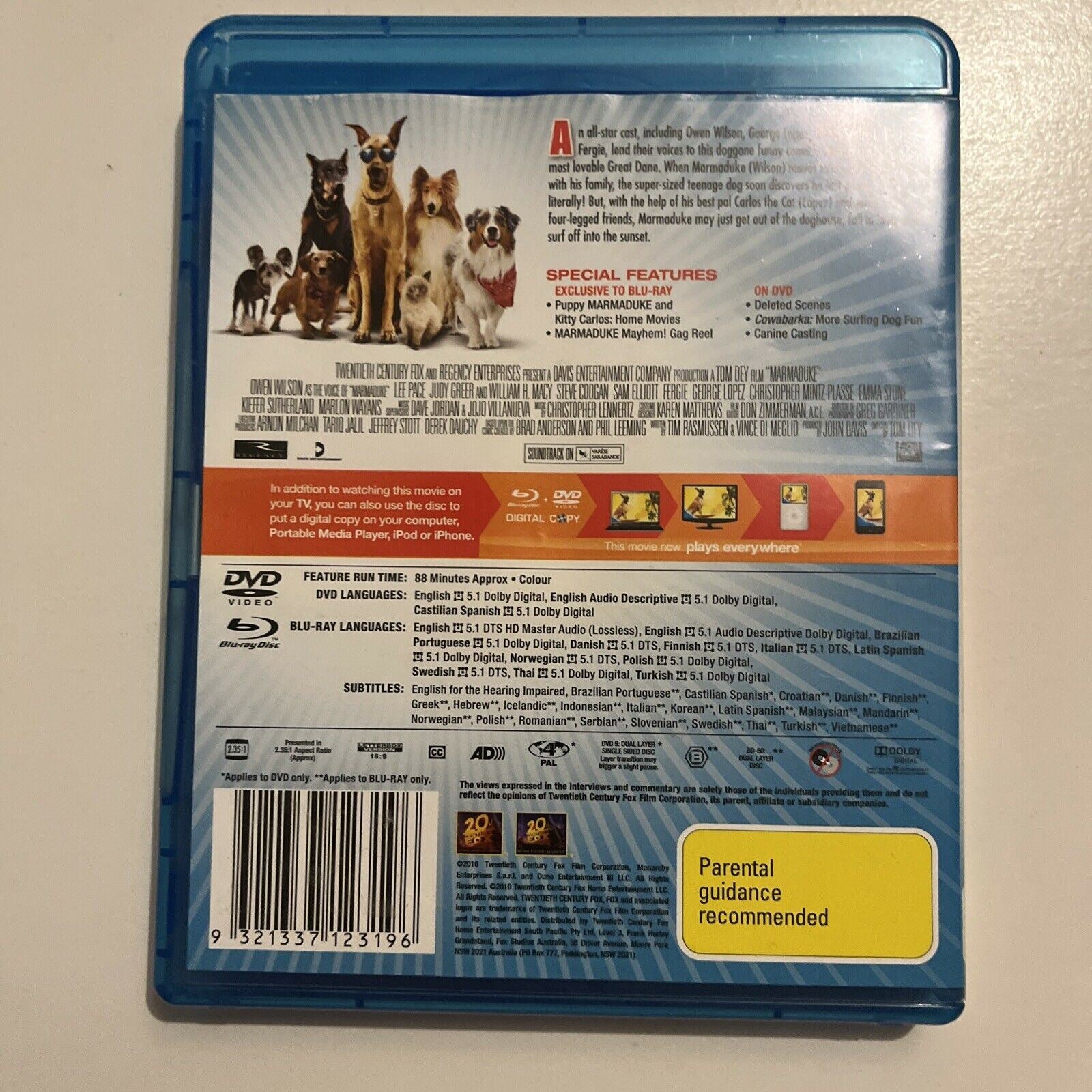 Marmaduke (Blu-ray, 2010) Owen Wilson, Steve Coogan. Region B – Retro Unit