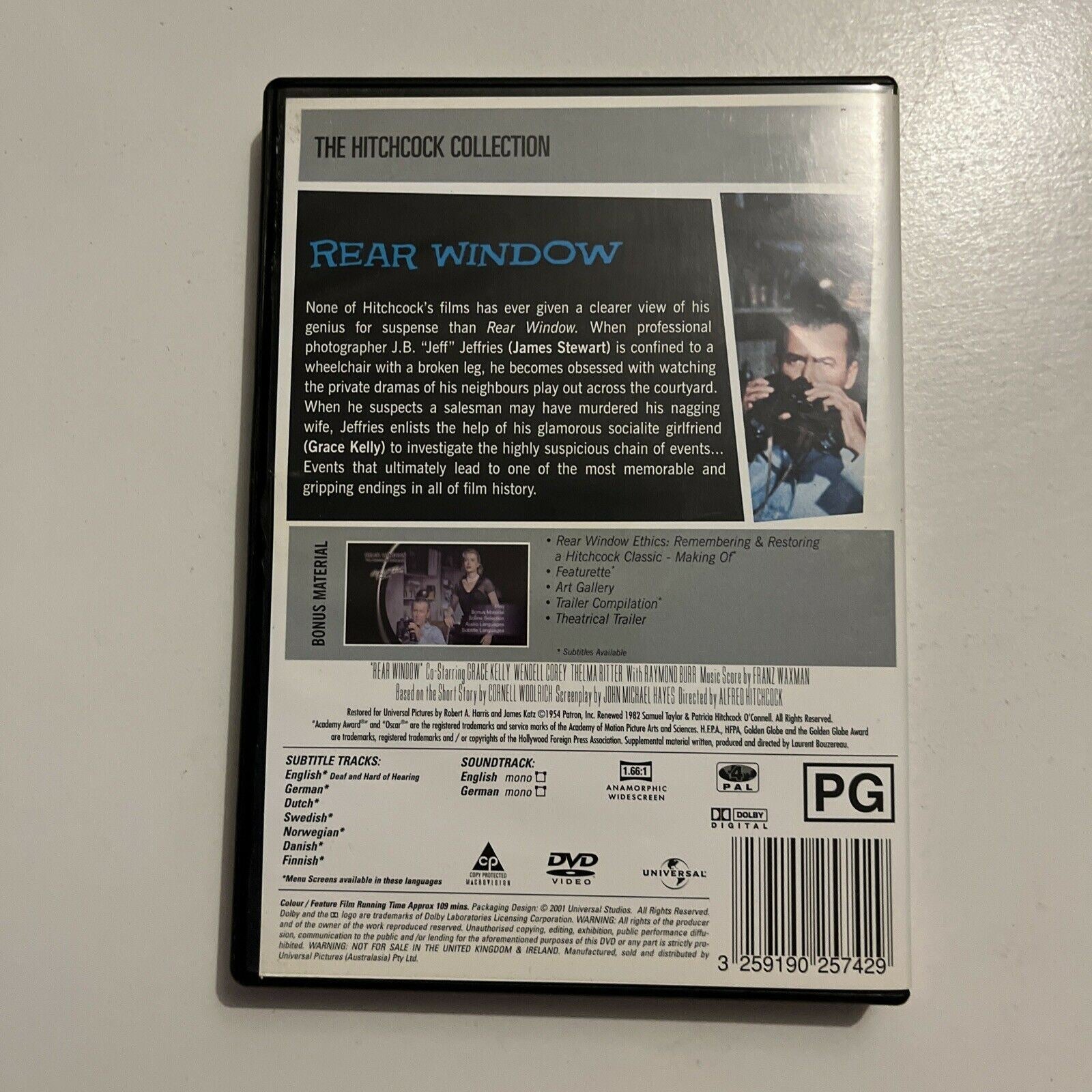 Rear Window (DVD, 1954) Alfred Hitchcock, James Stewart Region 4 ...