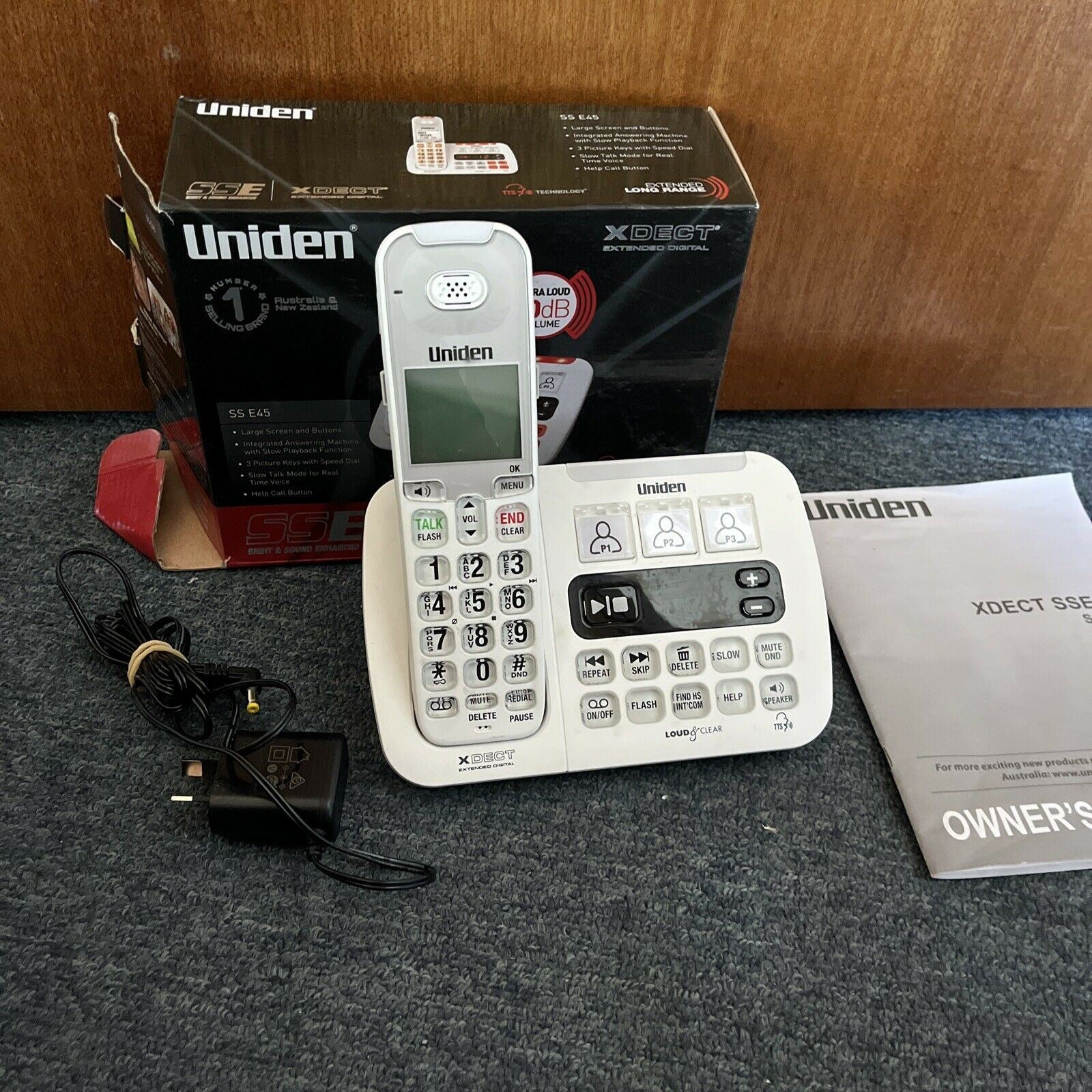 Uniden XDECT SSE45W TTS Cordless Handset Phone w/ Answering Machine ...
