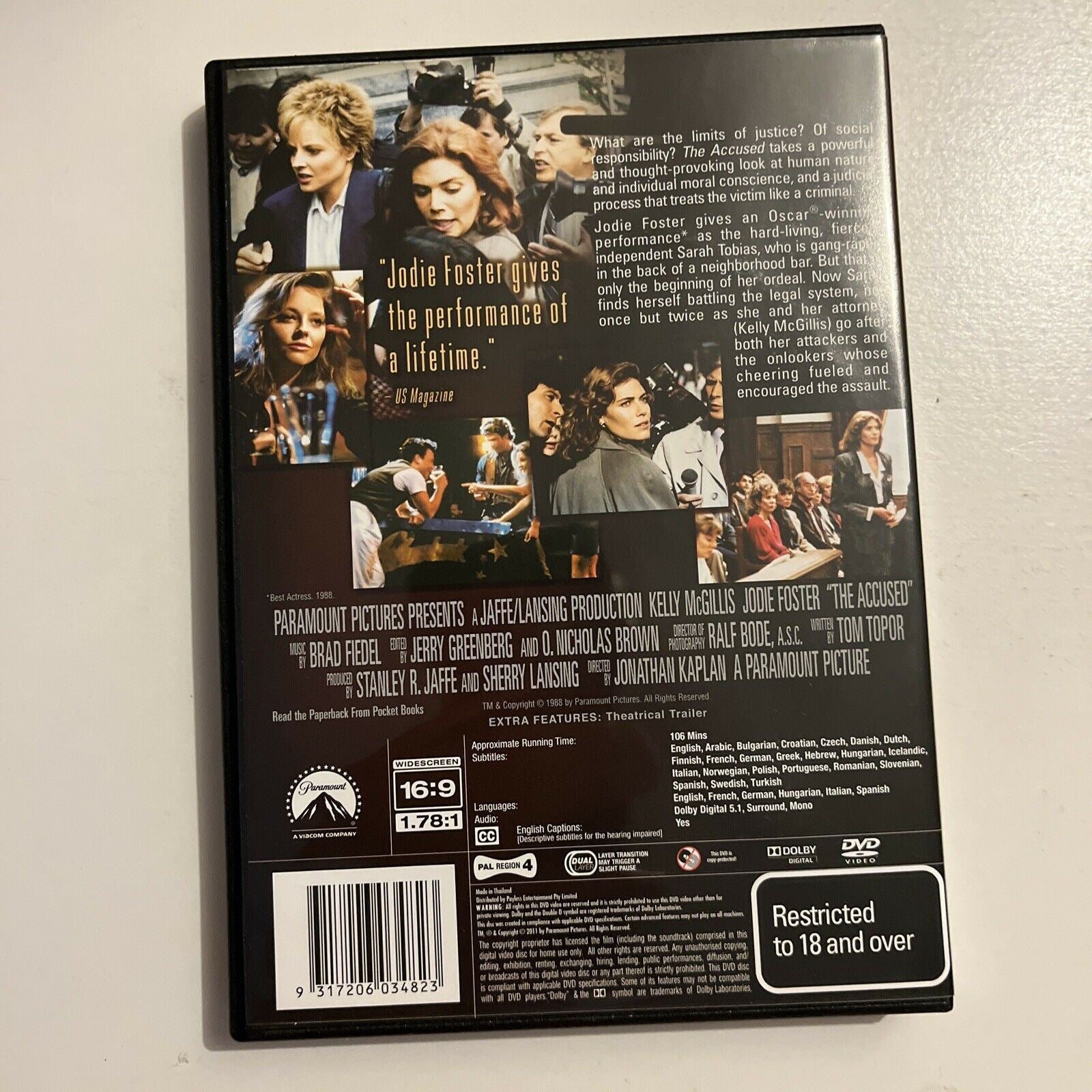 The Accused (DVD, 1988) Kelly McGillis, Jodie Foster, Bernie Coulson ...