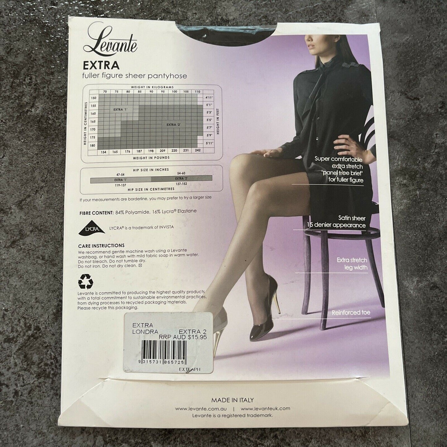 Levante Extra Sheer Fuller Figure Pantyhose Extra 2 Londra 15 Denier ...