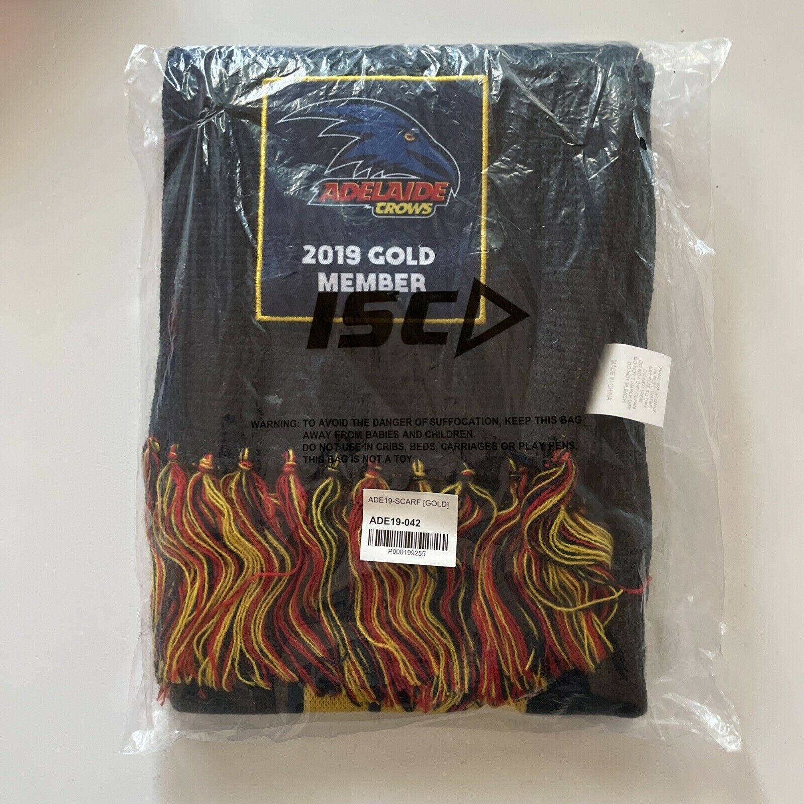Adelaide Crows AFL ‘We Fly As One’ GOLD MEMBER 2019 scarf AFL ISC - NE ...