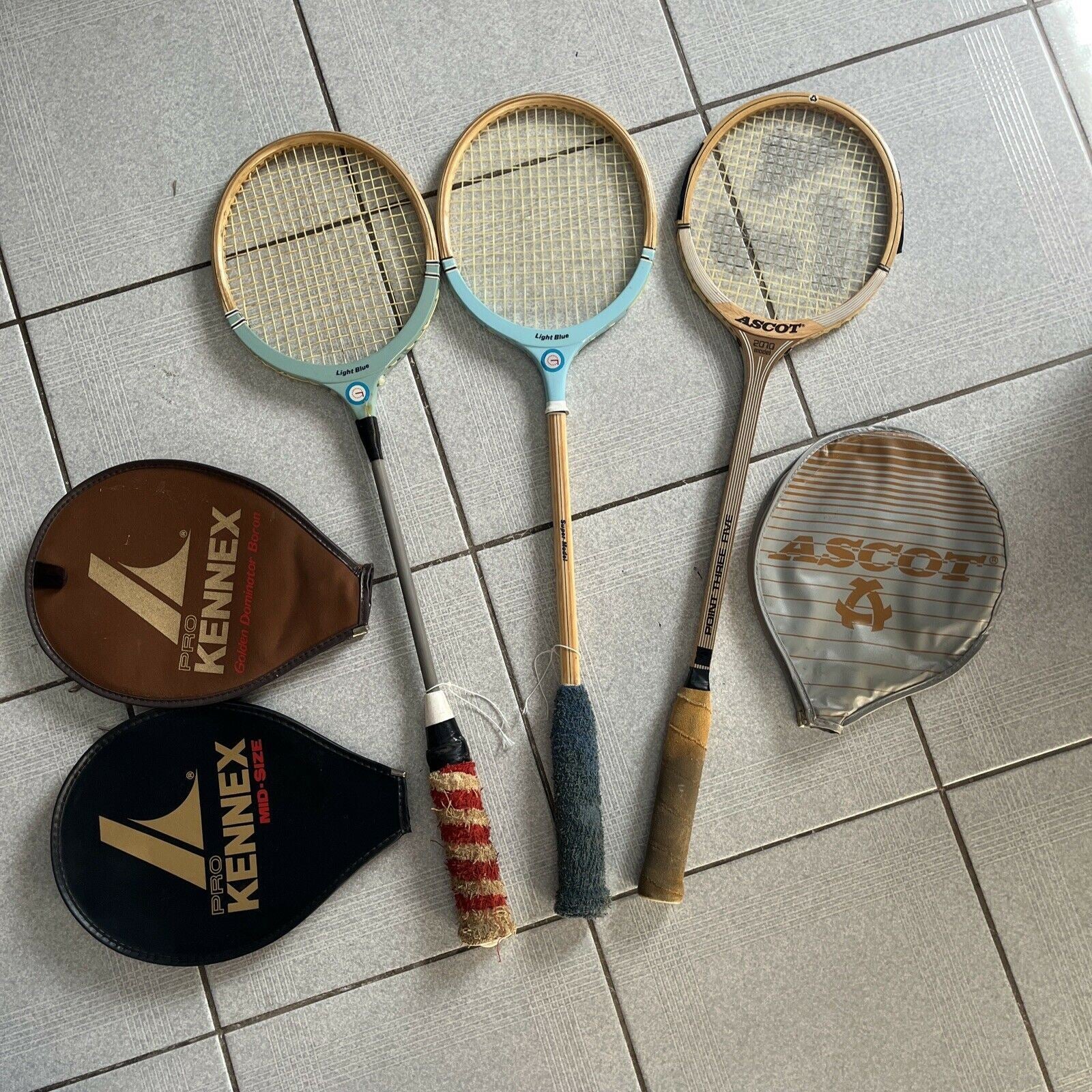 Vintage 2x Grays Light Blue & Ascot Point Three Five 2070 Squash Racqu ...