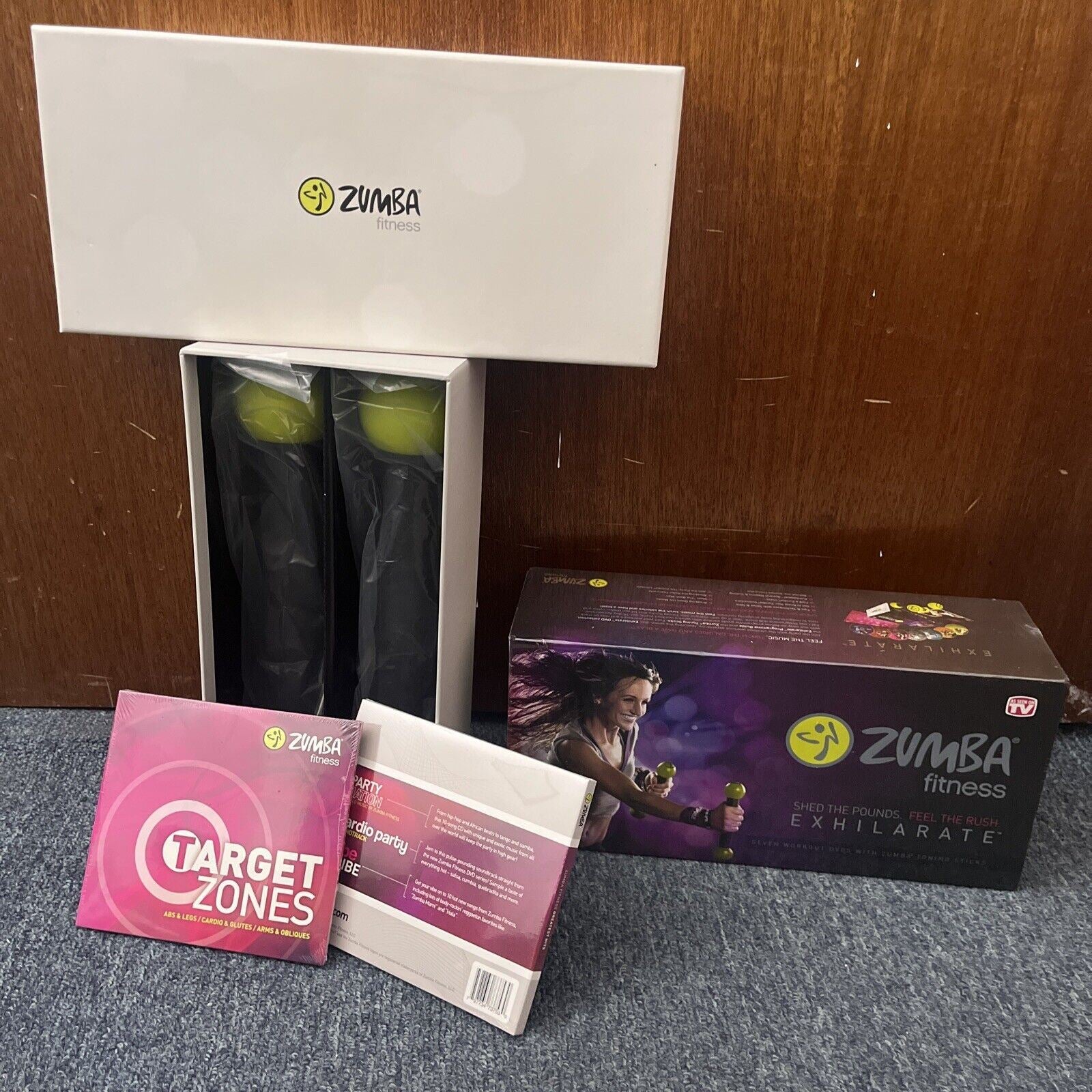 *New* Zumba Fitness Exhilarate & 2 Sticks & Target Zone DVDs – Retro Unit
