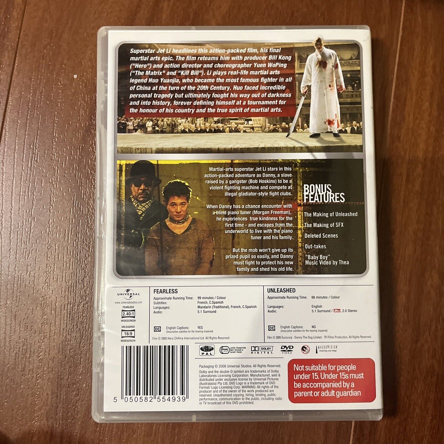 Fearless / Unleashed (DVD, 2005, 2-Disc) Jet Li, Shido Nakamura Region ...