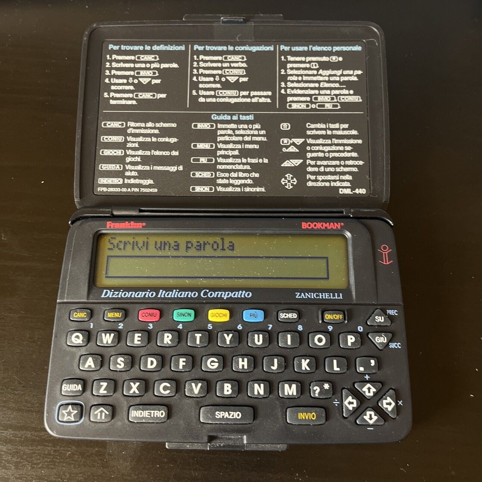 Franklin Bookman Dizionario Italiano Compatto Zanichelli Italian DML-4 – Retro Unit