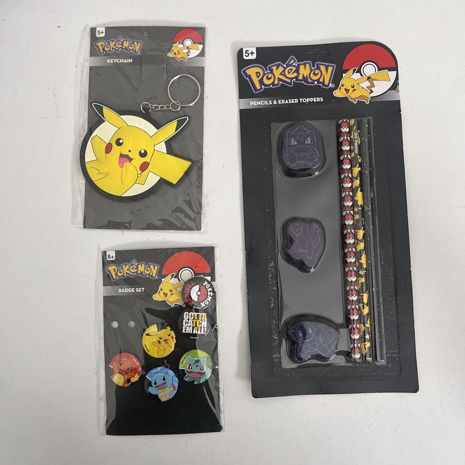 Pokémon: Pencils & Eraser Toppers, Keychain, Badge Set – Retro Unit