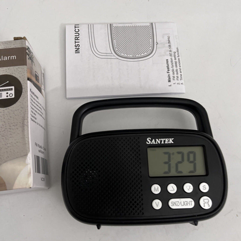 Santek Portable FM Radio Clock with Alarm – Retro Unit