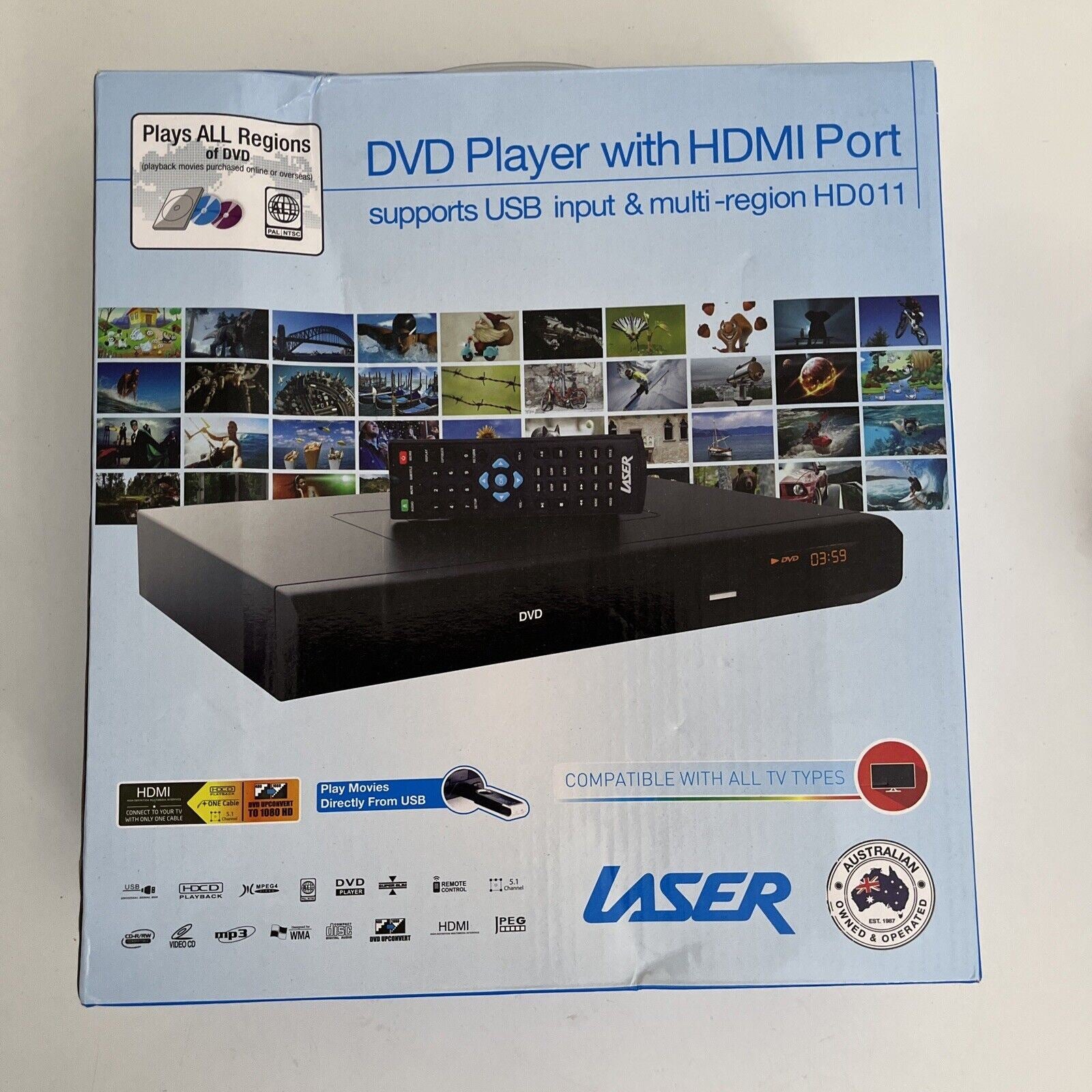 Laser DVDHD011 DVD Player with HDMI Multi-Region - Plays All Regions D ...