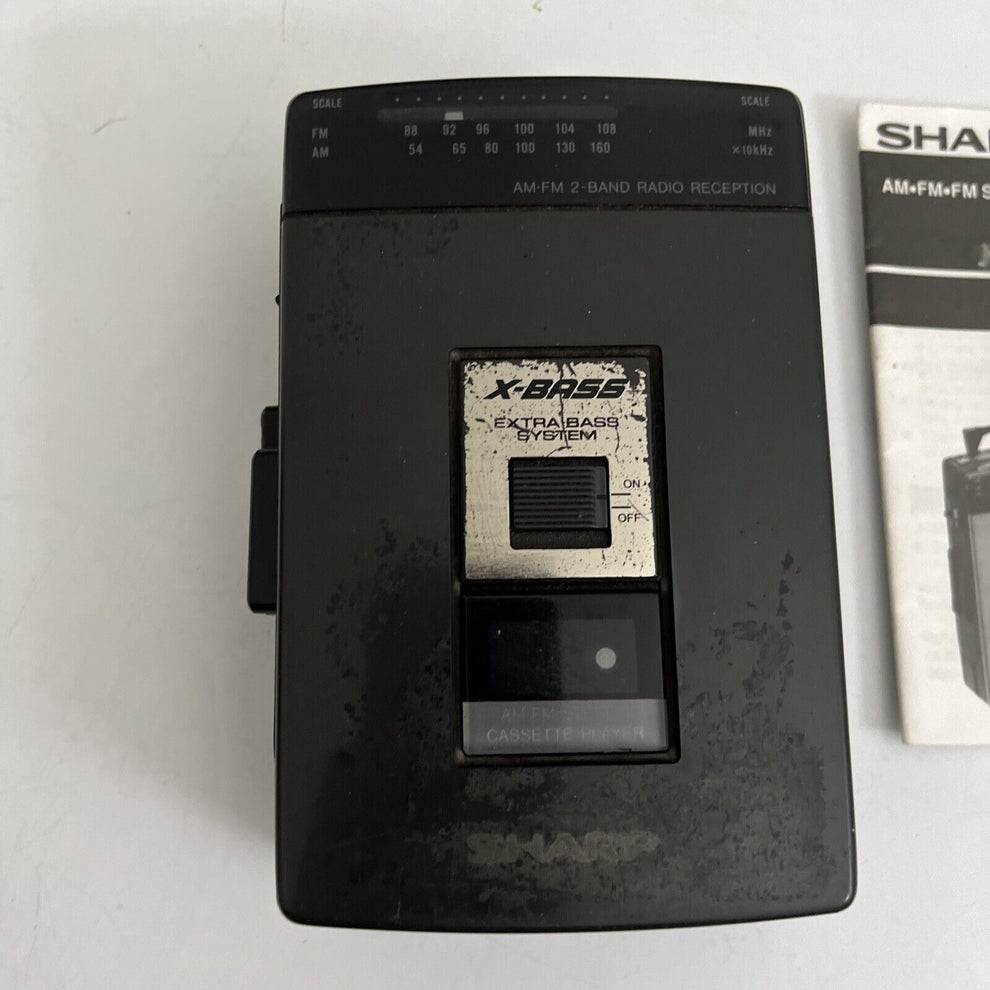 Sharp AM/FM Stereo Portable Cassette Player JC-510 with Manual – Retro Unit