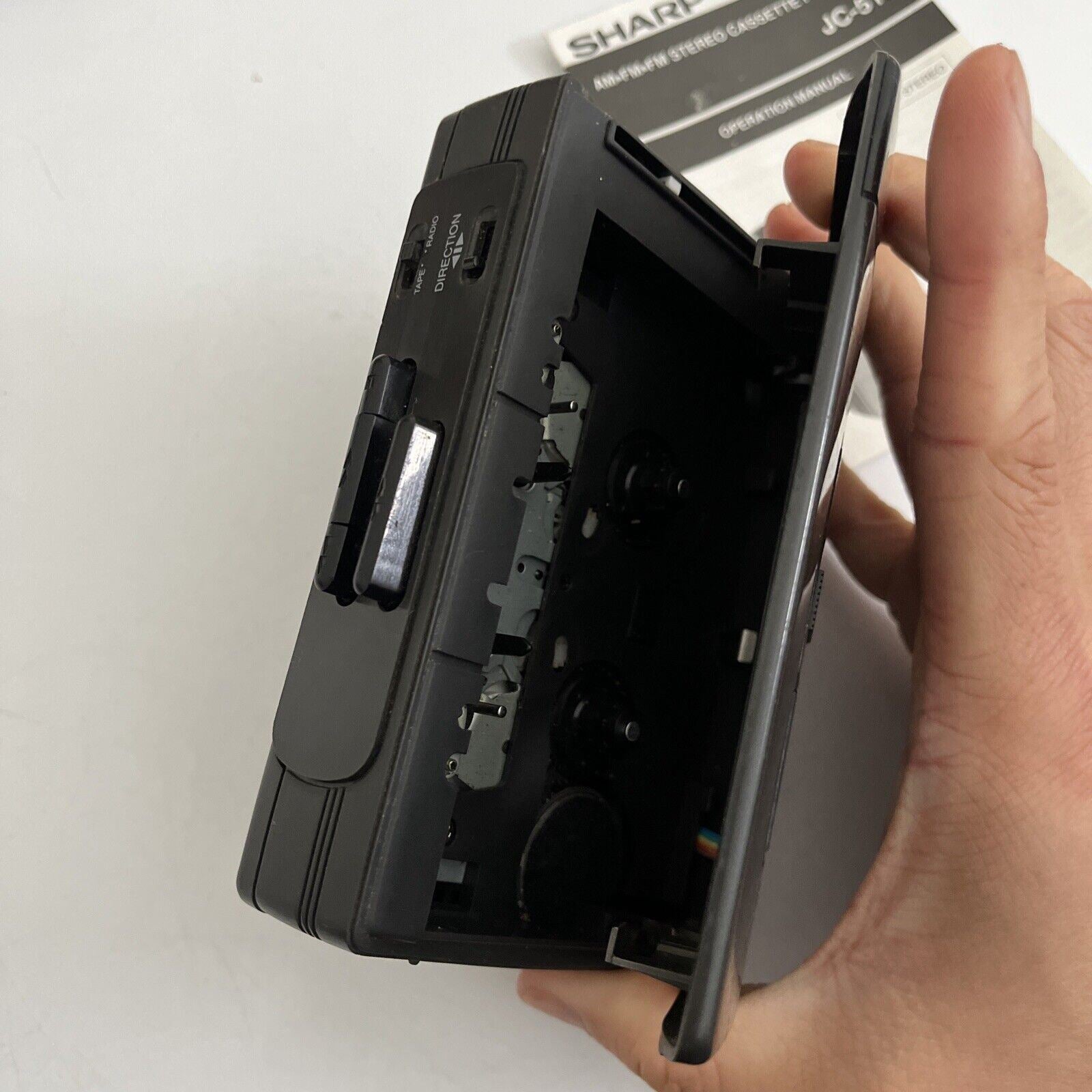 Sharp AM/FM Stereo Portable Cassette Player JC-510 with Manual – Retro Unit