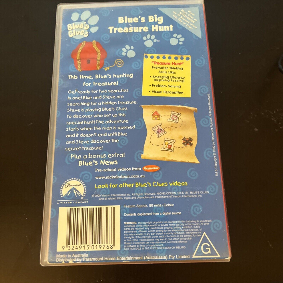 Blue's Clues - Blue's Big Treasure Hunt (VHS, 2000) PAL – Retro Unit