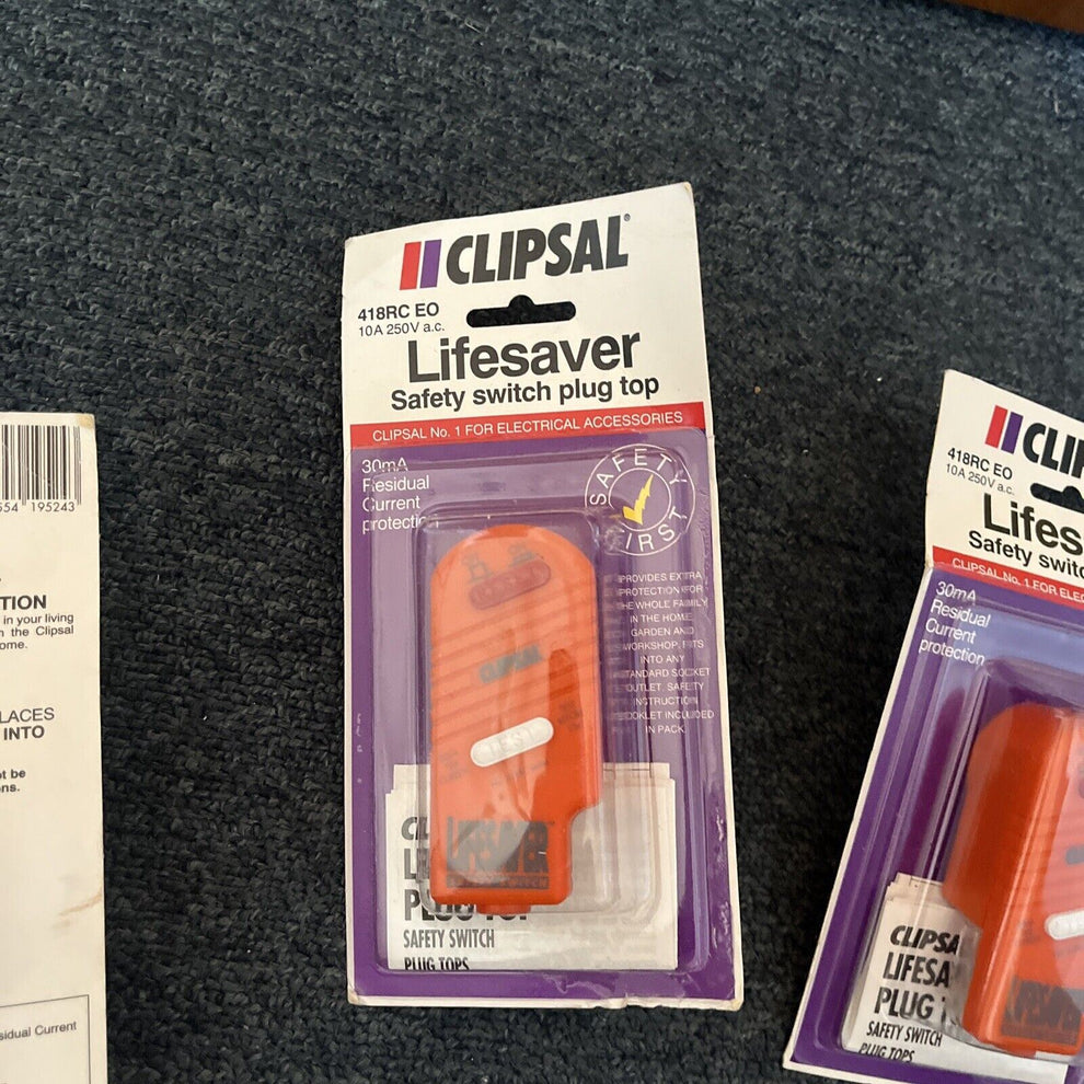 *New Sealed* 3x Clipsal Lifesaver Safety Switch Plug Top 418RC EO ...
