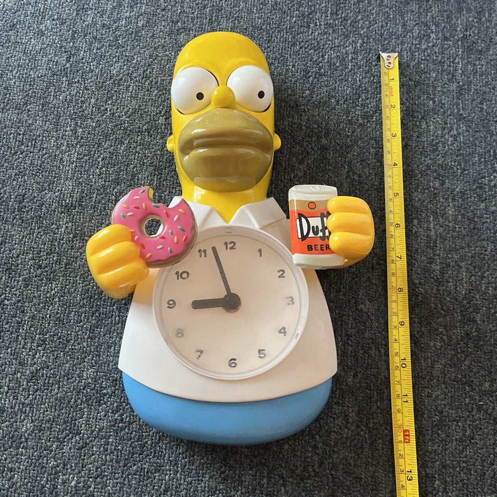 Homer Simpson Wall Clock with Moving Arms Donut Duff Beer 2009 – Retro Unit