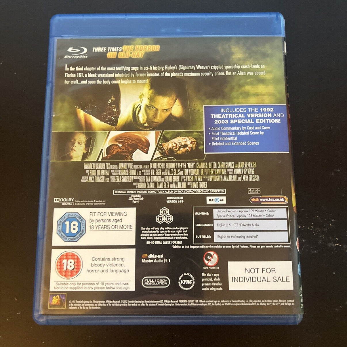 Alien 3 (Blu-ray, 1992) Sigourney Weaver, Charles S. Dutton, All Regio ...