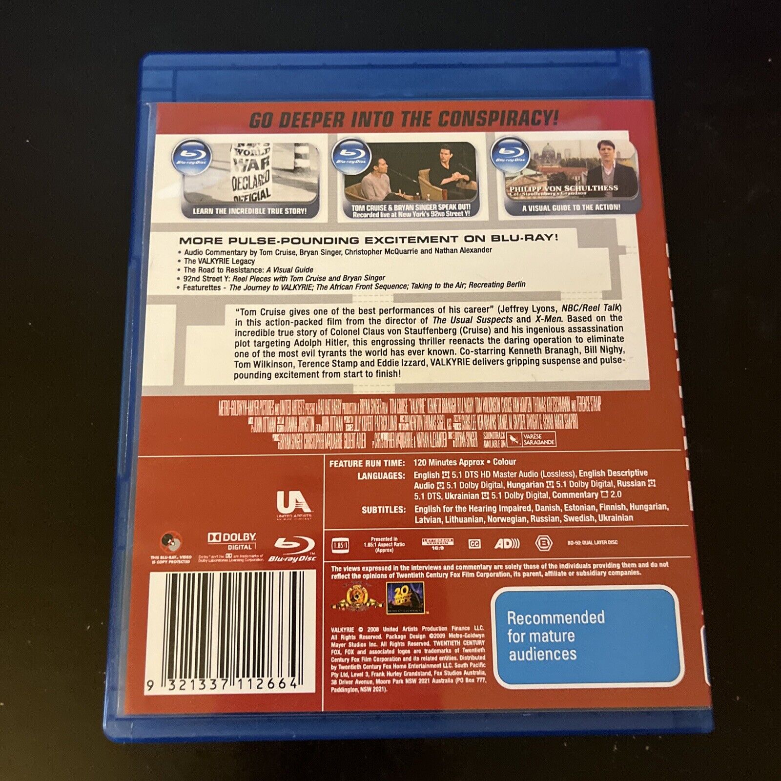 Valkyrie (Blu-ray, 2008) Tom Cruise, Bill Nighy, Kenneth Branagh, Regi ...