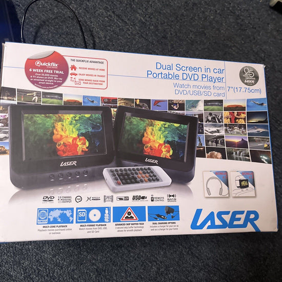 LASER 7" Portable DVD Player Dual Screen Plays All Regions DVD DVD-POR ...