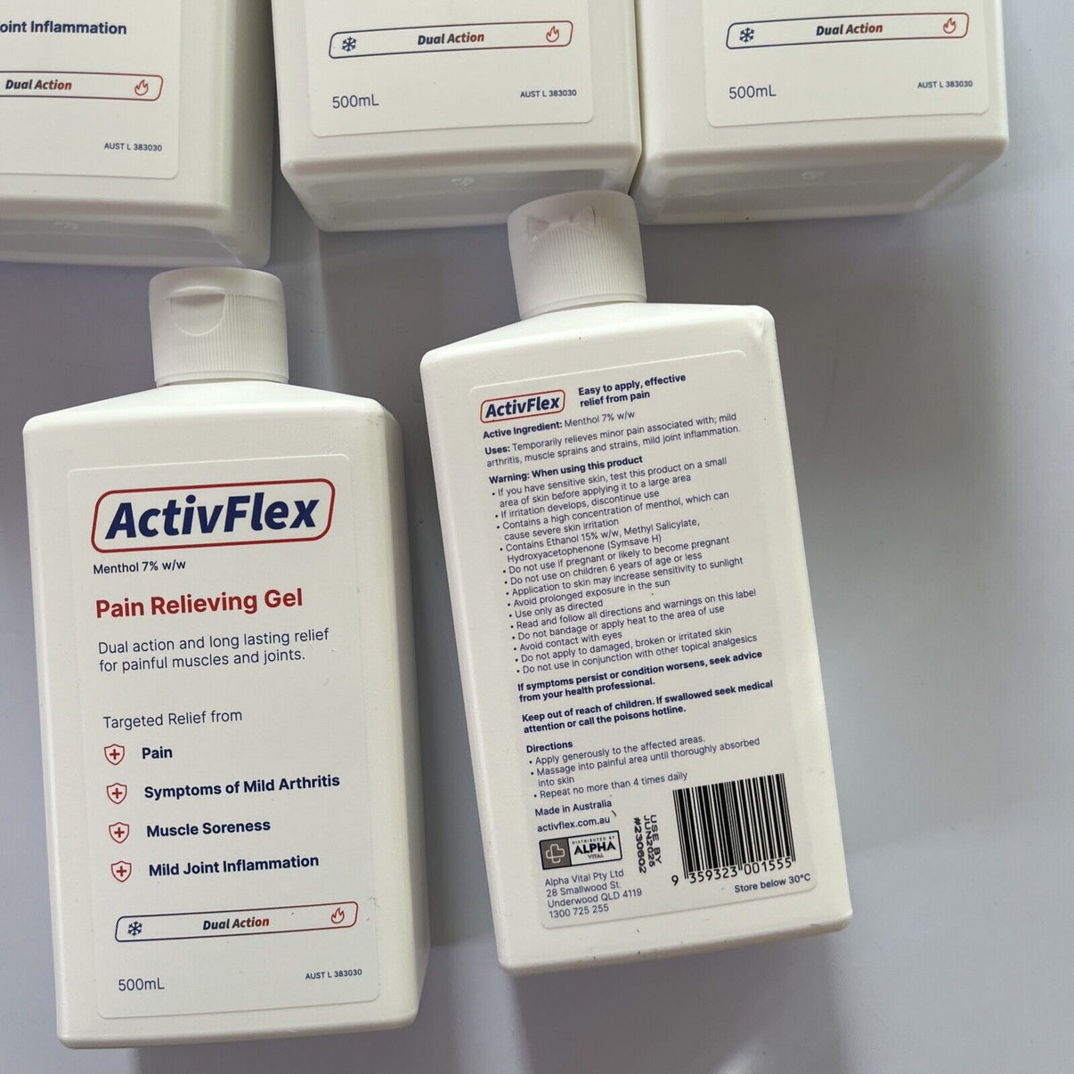 5 Pack - ActivFlex Pain Relieving Gel 500ml (Flexall 454 Alternative ...