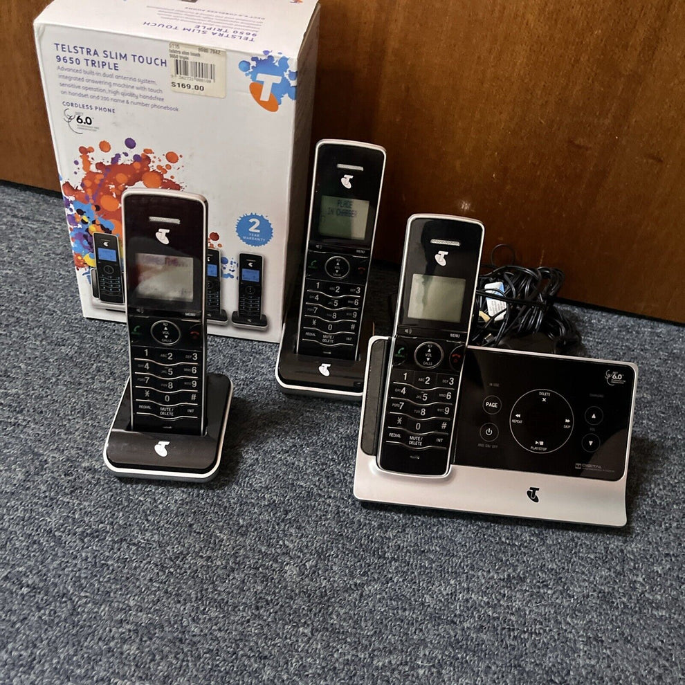 Telstra Slim Touch 9659 Triple Cordless Landline Phone – Retro Unit