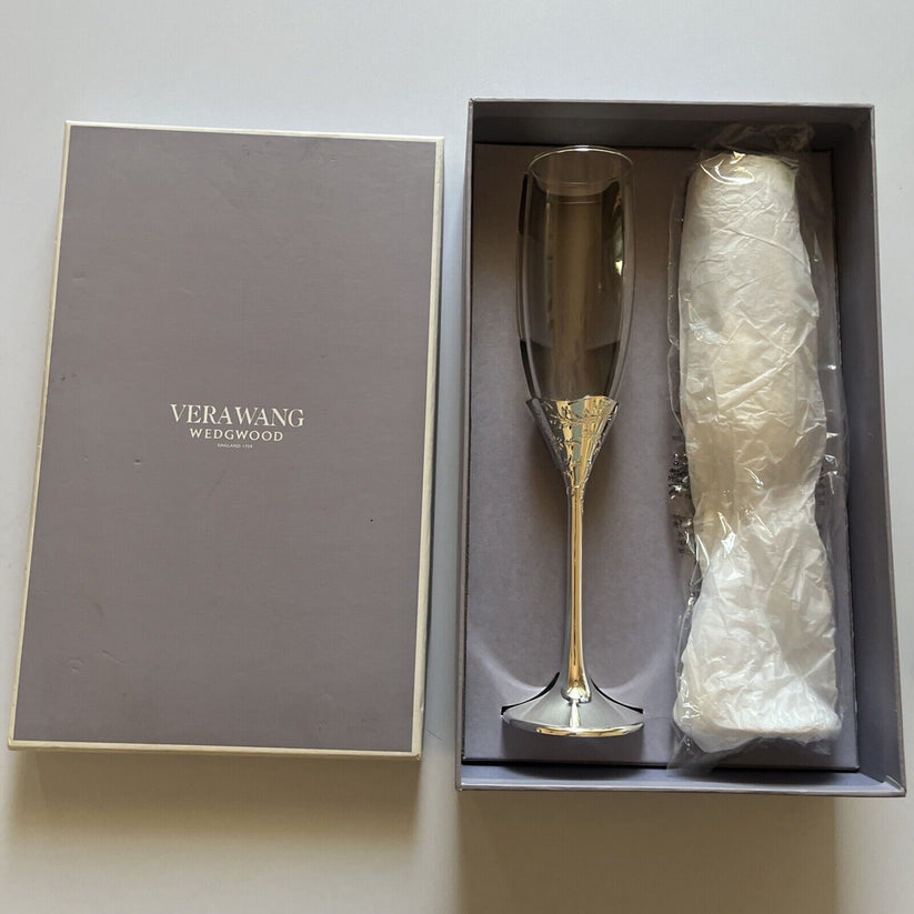 Vera Wang Wedgwood Lace Bouquet Toasting Flute S/2 Verre Glasses *Neve ...
