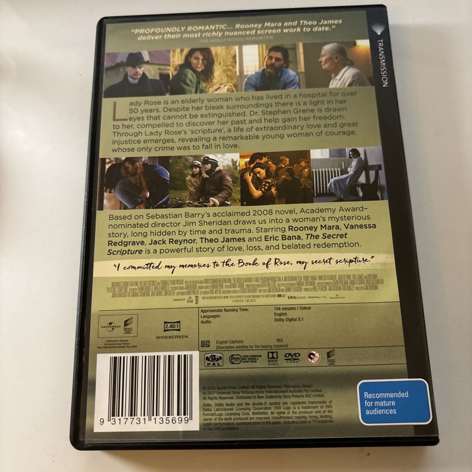 The Secret Scripture (DVD, 2016) Vanessa Redgrave, Rooney Mára NEW Reg ...