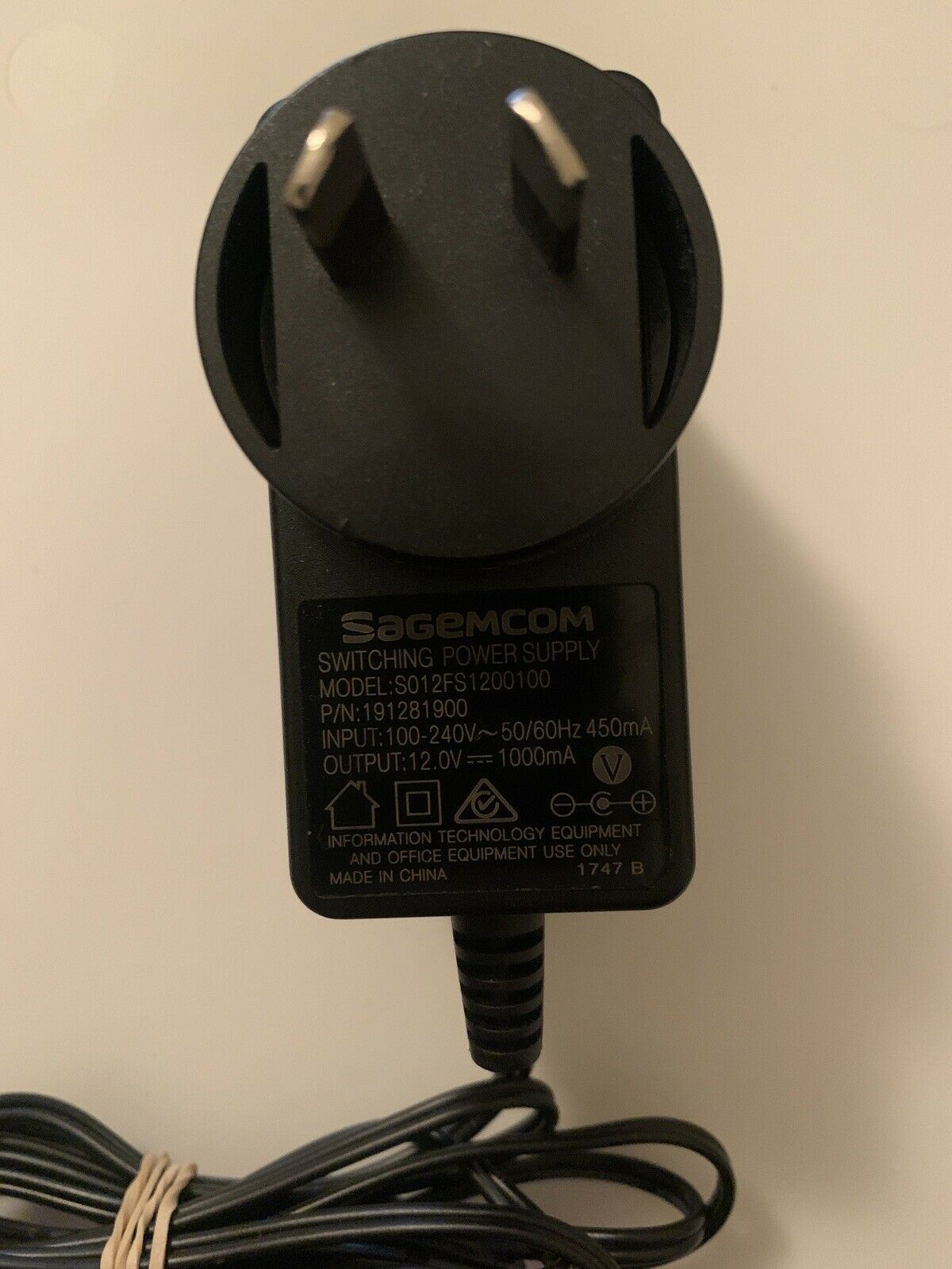 Sagemcom S012FS1200100 Power Supply 12V 1000mA AC Adapter – Retro Unit